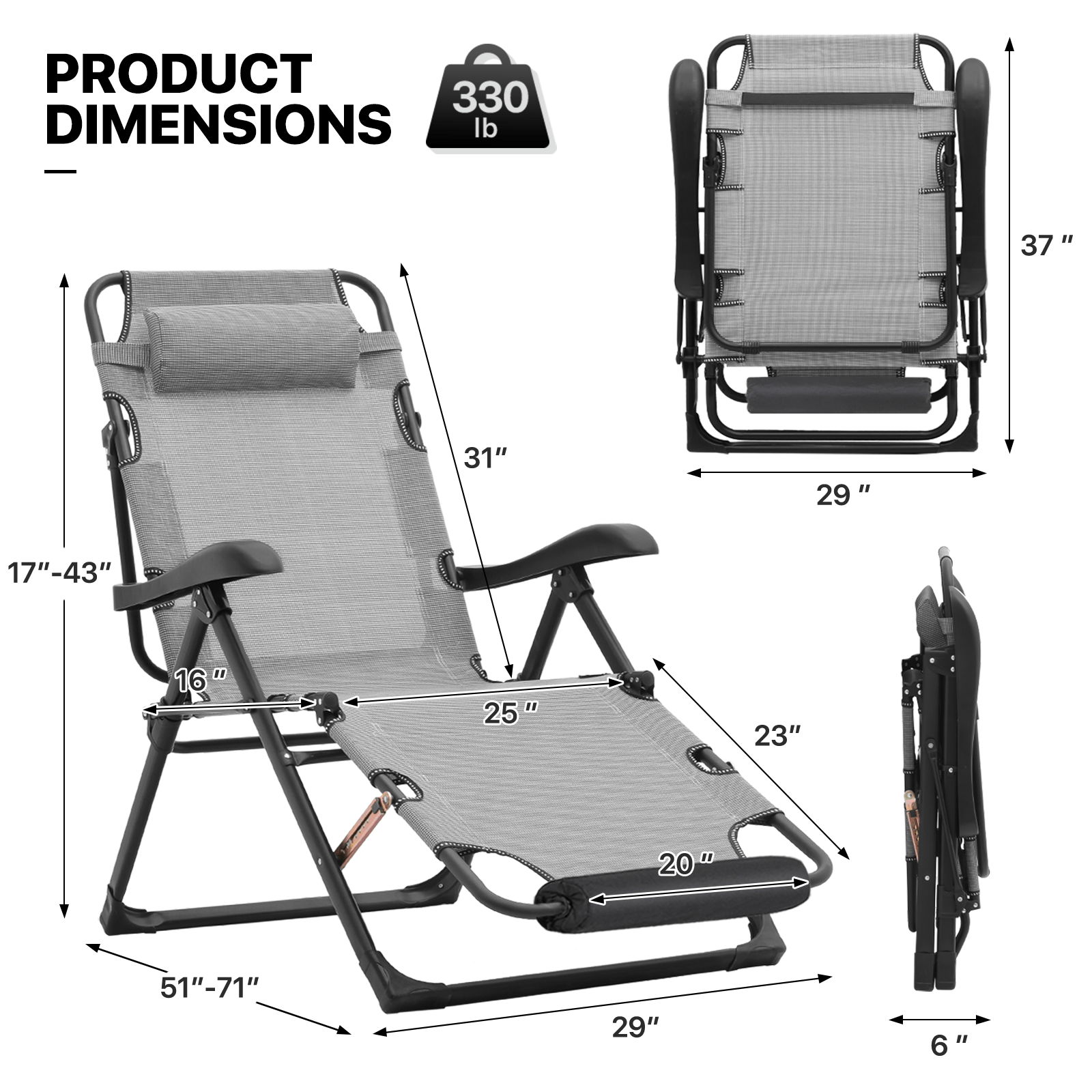 Patio Lounge Chair Width Outdoor Reclining - Temu