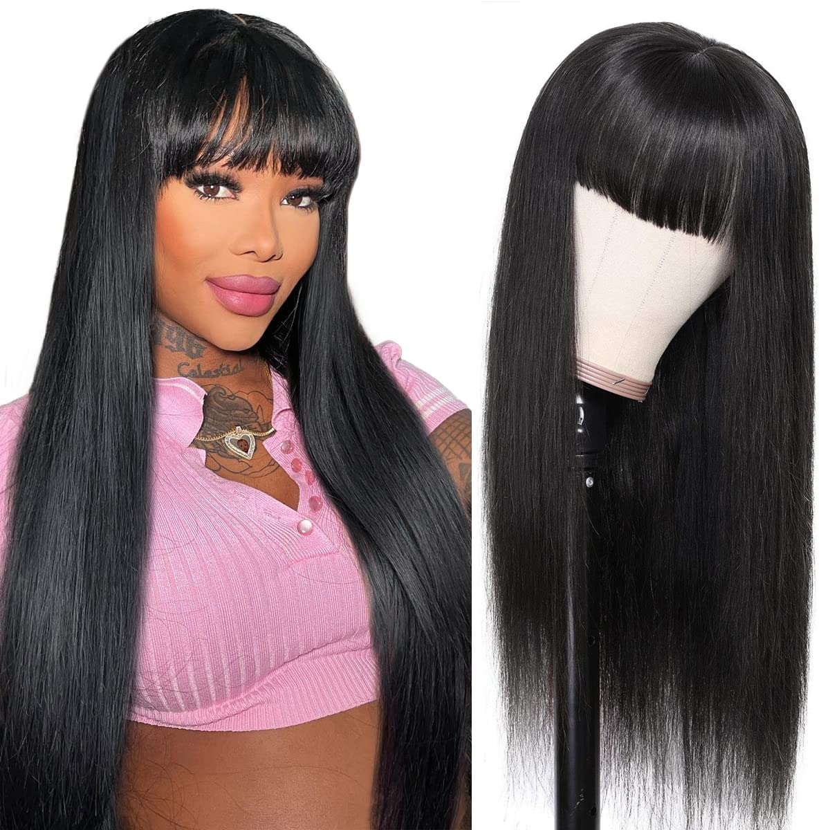 250 Density 2x4 Hd Lace Front Wigs Human Hair Wigs Bangs - Temu