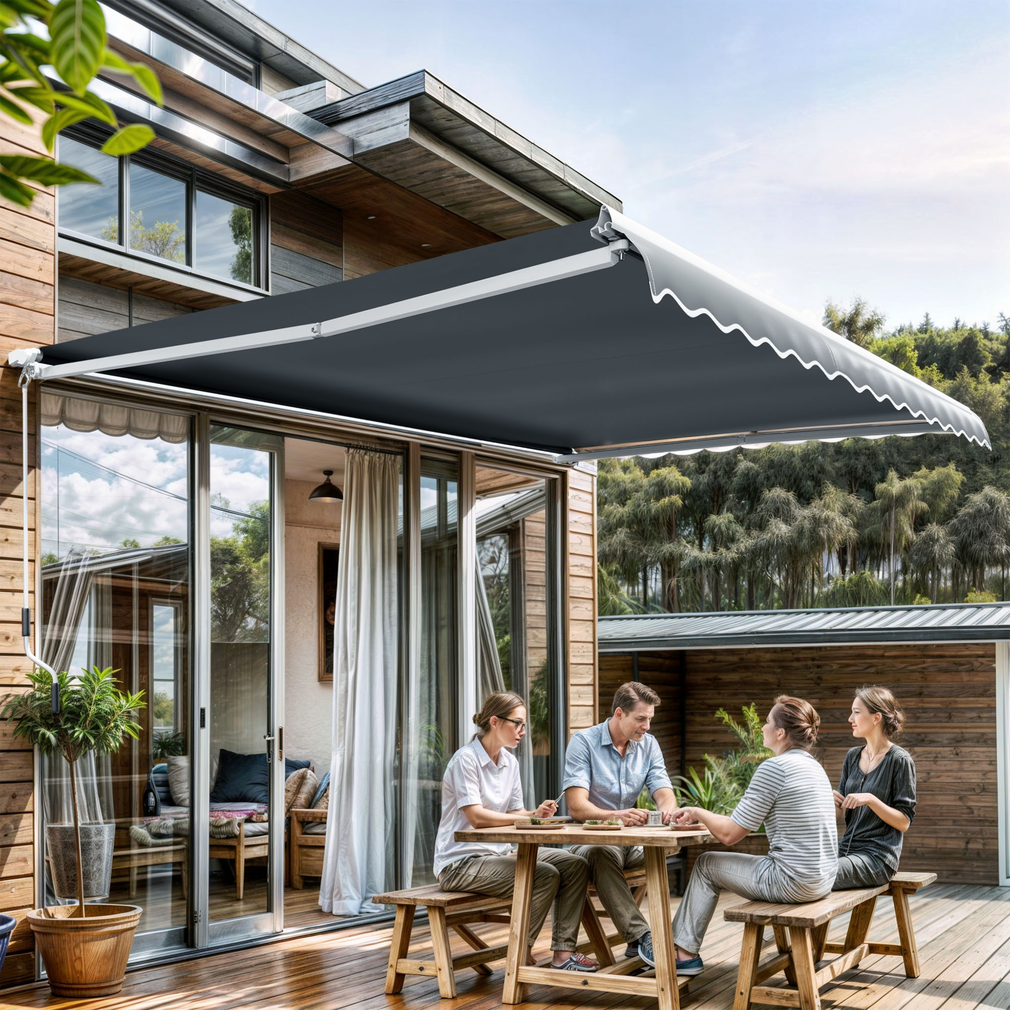 (patio Awning Retractable Sun Shade 13' X 8' Windows - Temu