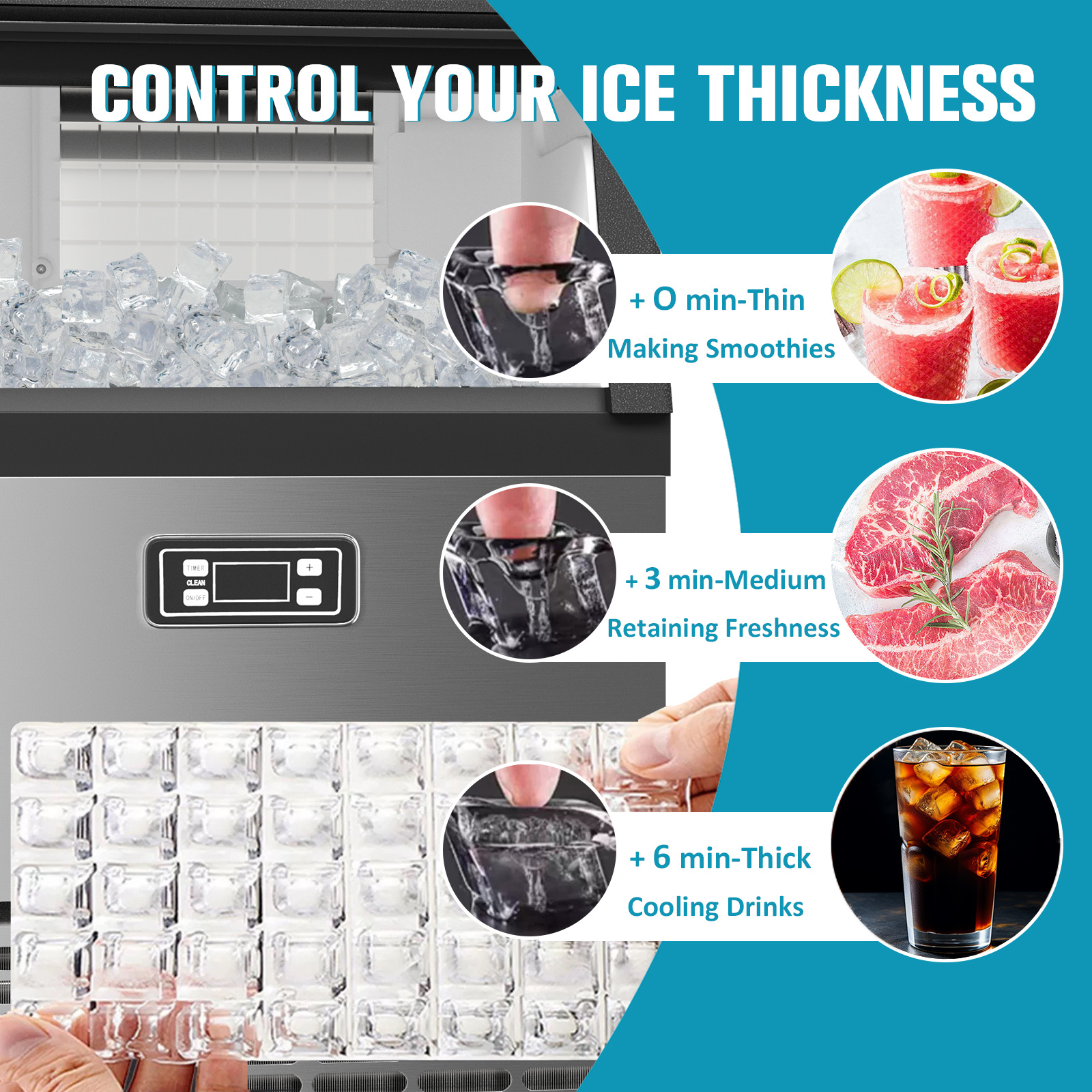 120lbs/24h commercial ice maker 48 cubes/11 - {region_name}