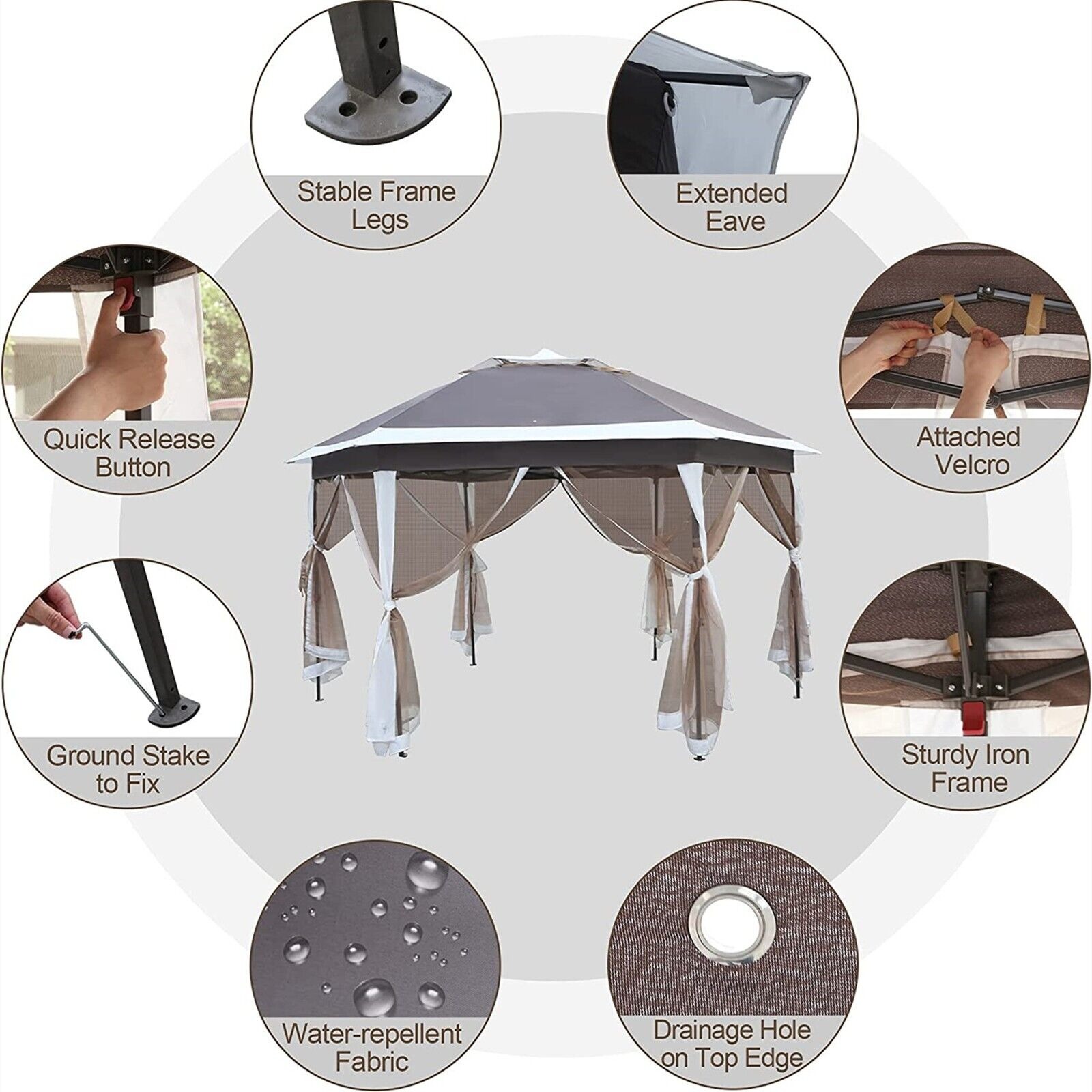 gazebos for patios 12 x12 ft with removable mosquito nets up canopy ...