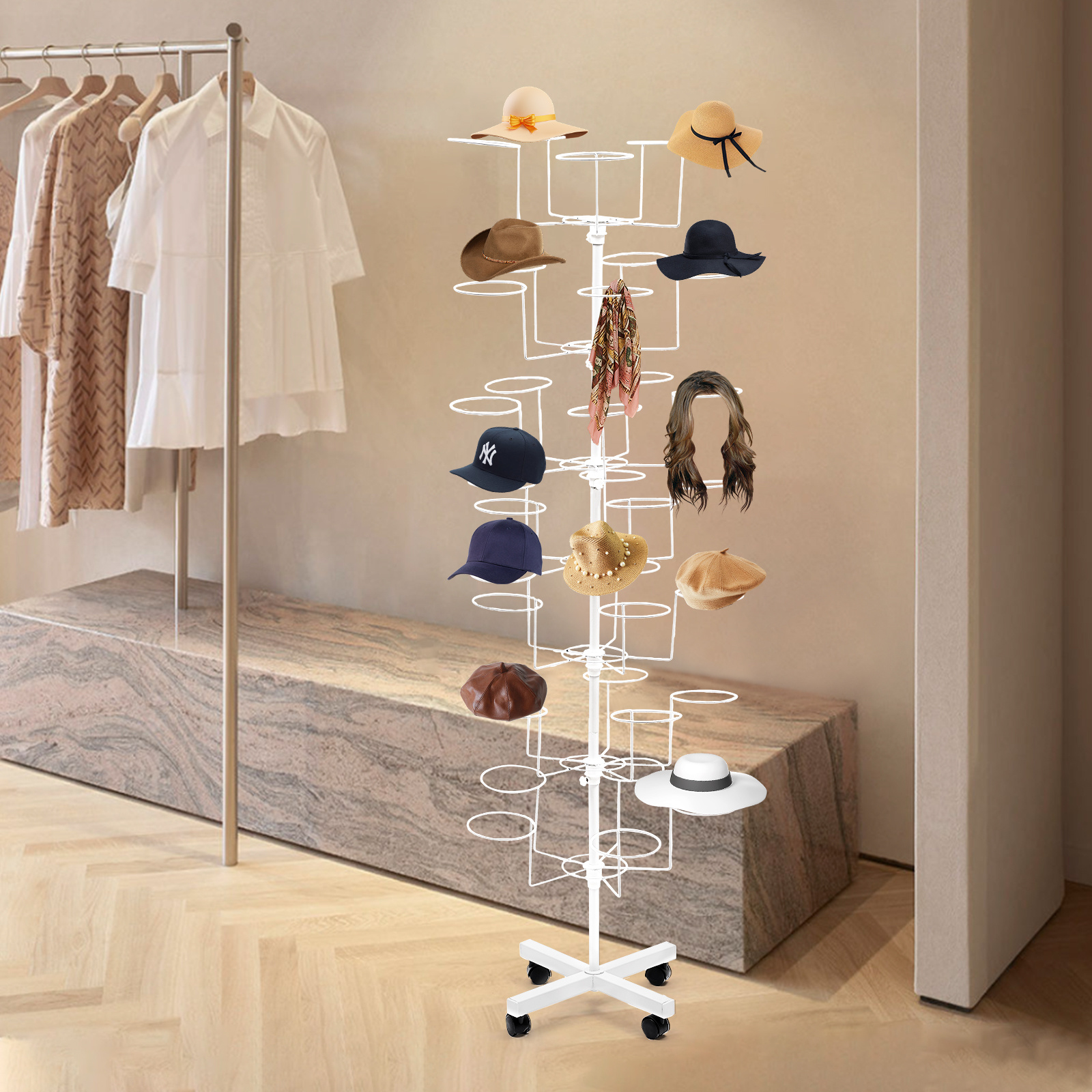7 Tiers Hat + Cap Display Retail Hat Cap Rack Rotating Spinner Metal ...