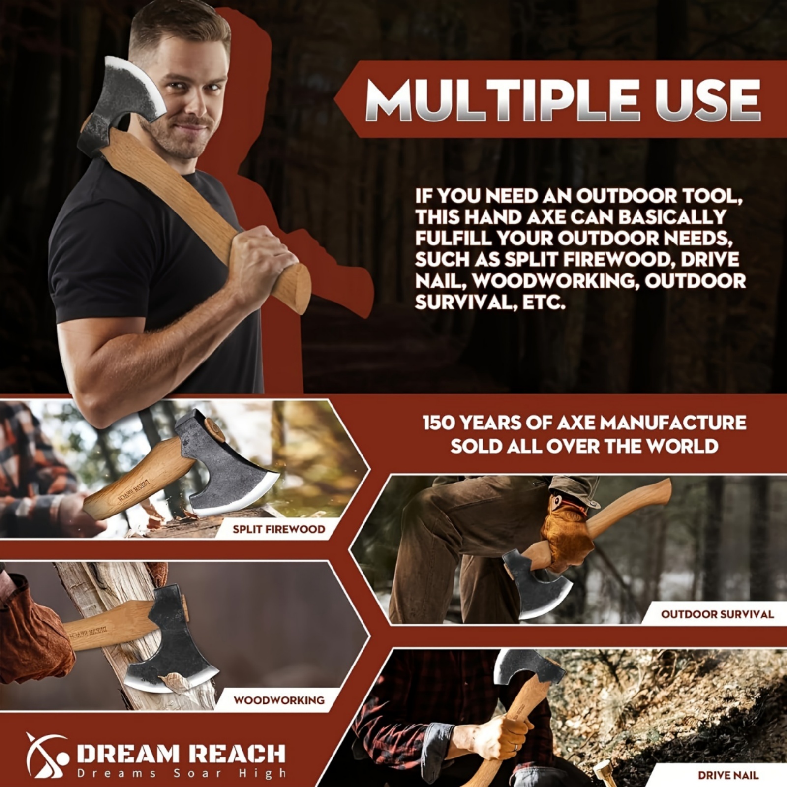 Axe Sheath Wood Handle Carbon Steel Heat Treated Bushcraft - Temu