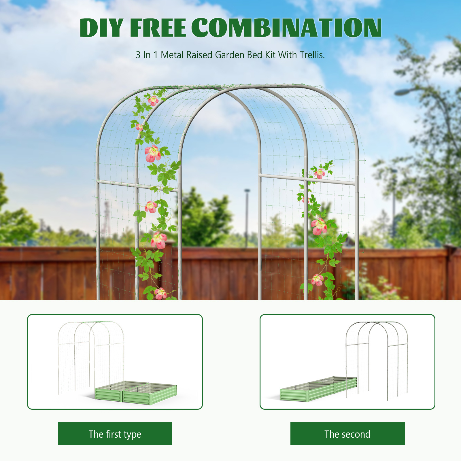 Tall Garden Arch Trellis Galvanized Raised Garden Bed - Temu