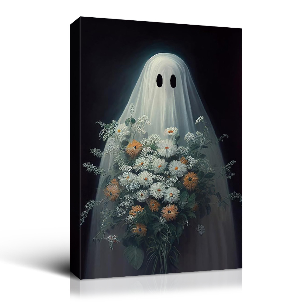Art Halloween Ghost Canvas Wall Art Funny Cute Ghosts - Temu