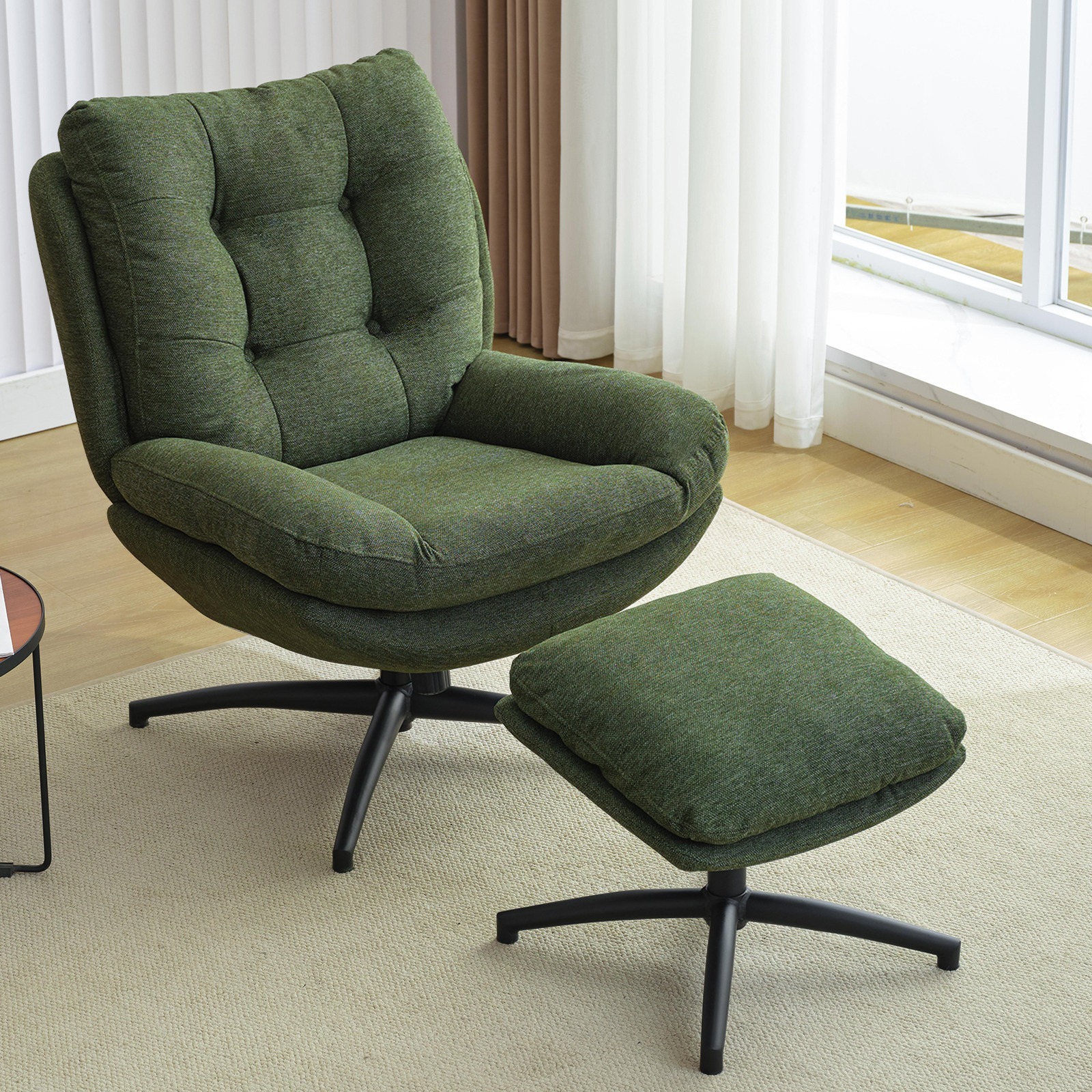 360 Swiveling Velvet Swivel Accent Chair Ottoman Set Modern - Temu