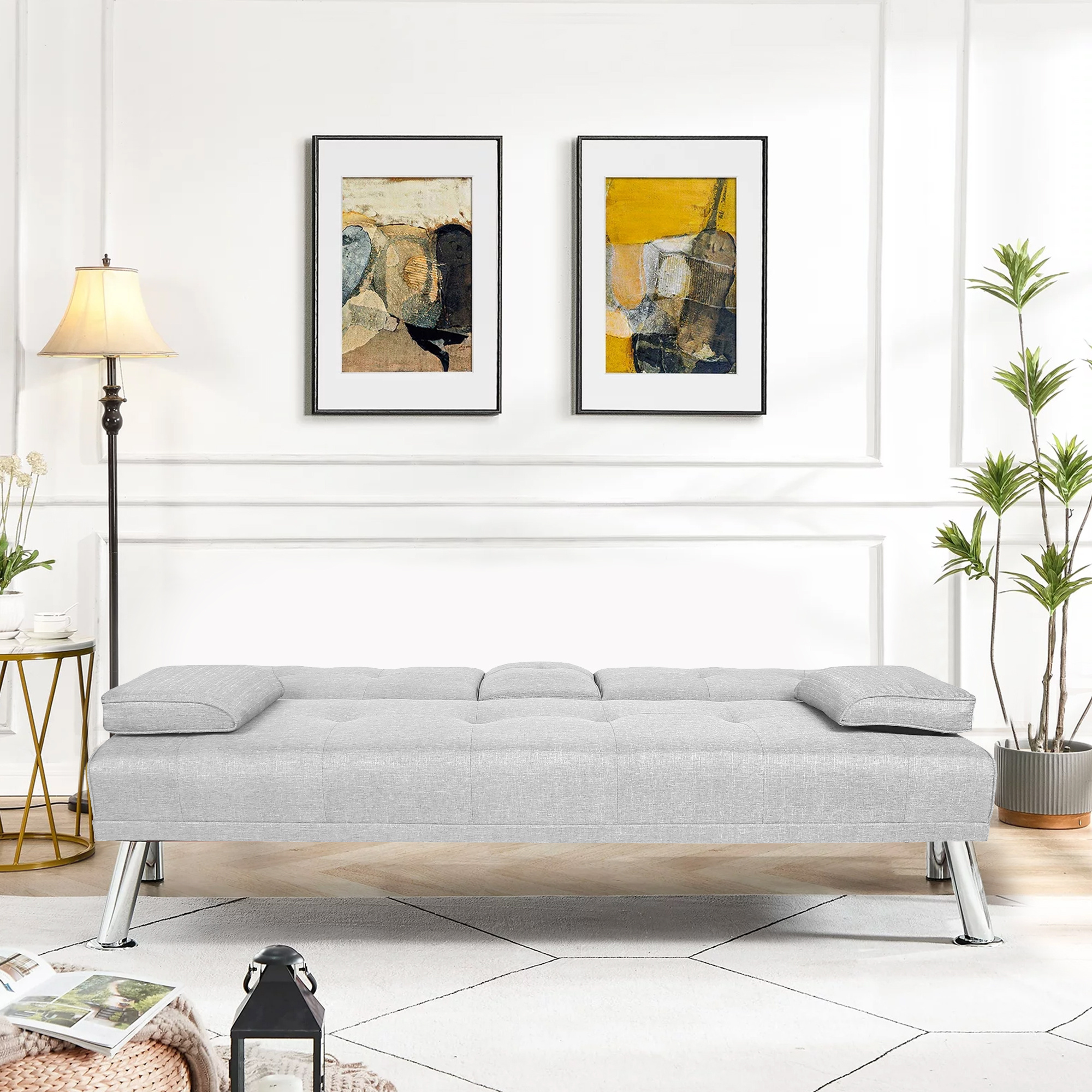 Sofá Cama Convertible Futon Tela Lino Ajustable Moderno - Temu