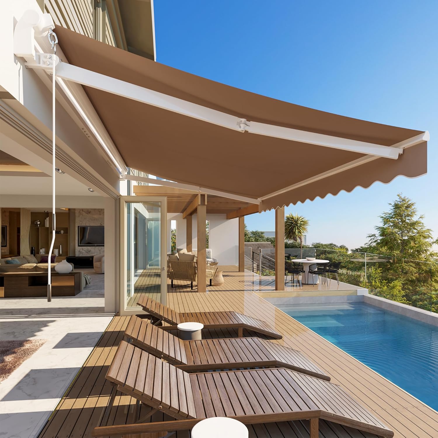 Patio Retractable Awning 8 X 10 Ft Sun Shade Shelter Cover,outdoor ...