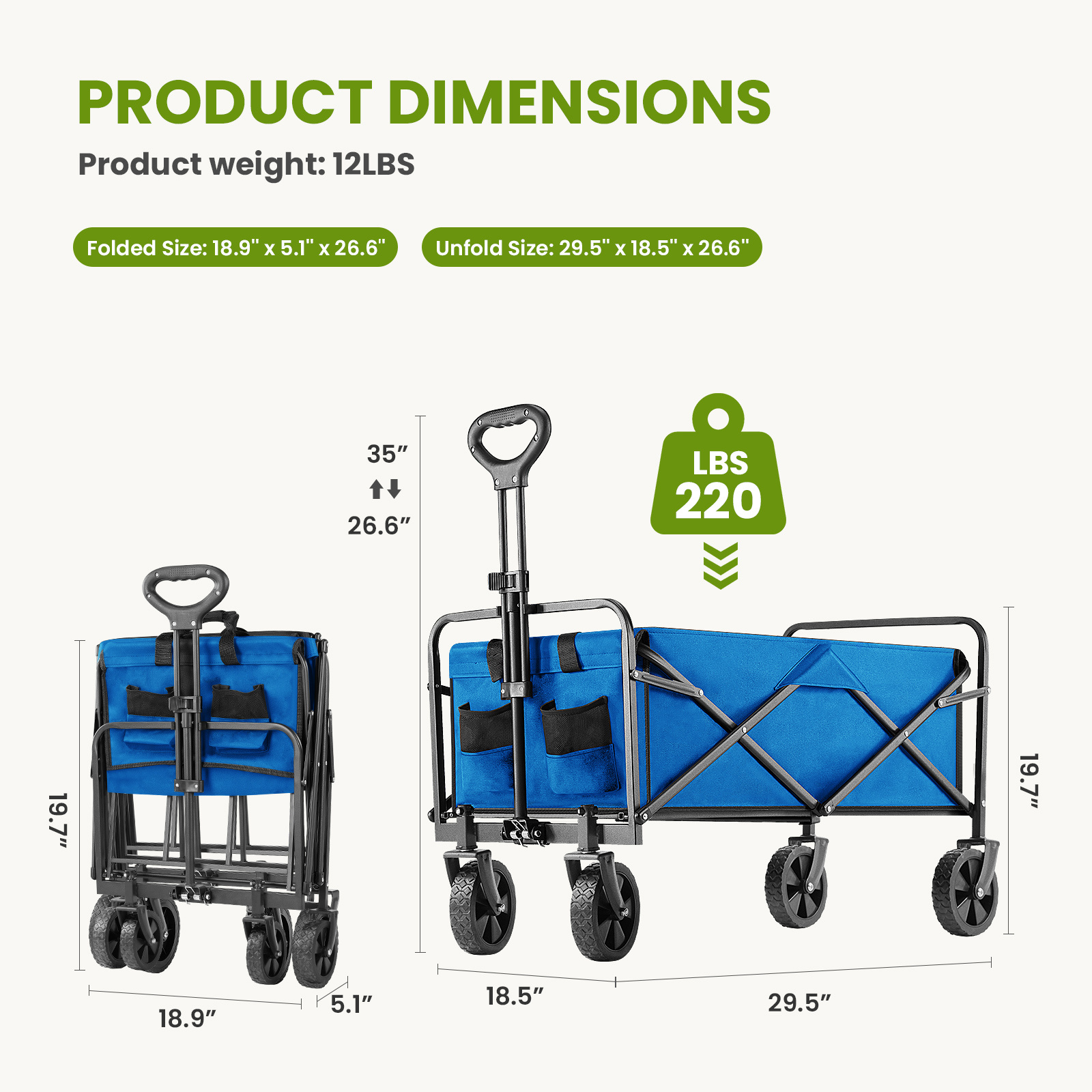 Heavy Duty Collapsible Foldable Wagon Utility Garden Cart - Temu