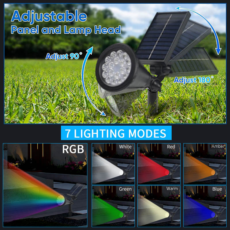 Rgb Solar Spotlights Led Color Changing Outdoor Landscape - Temu