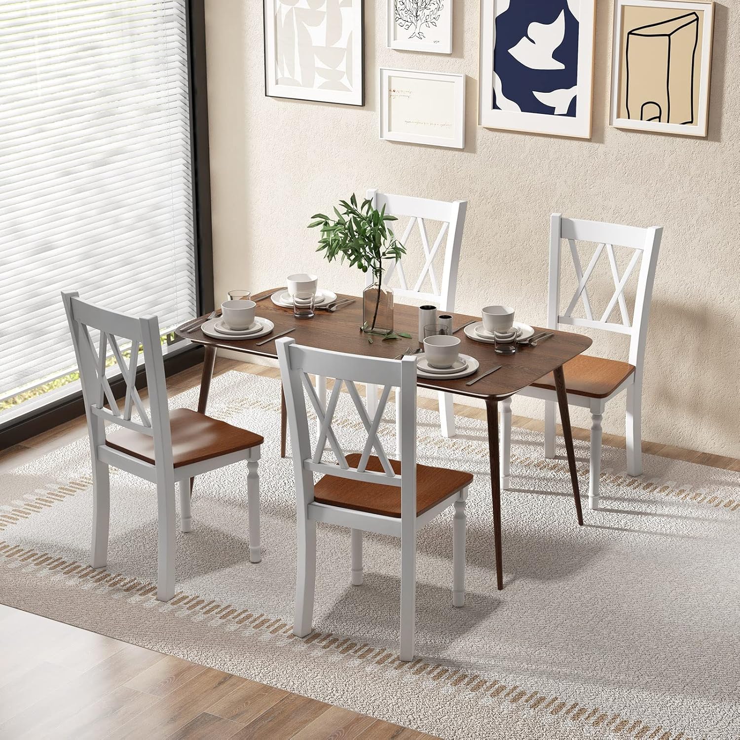 Costway Dining Room Chairs White Wooden Farmhouse Kitchen - Temu