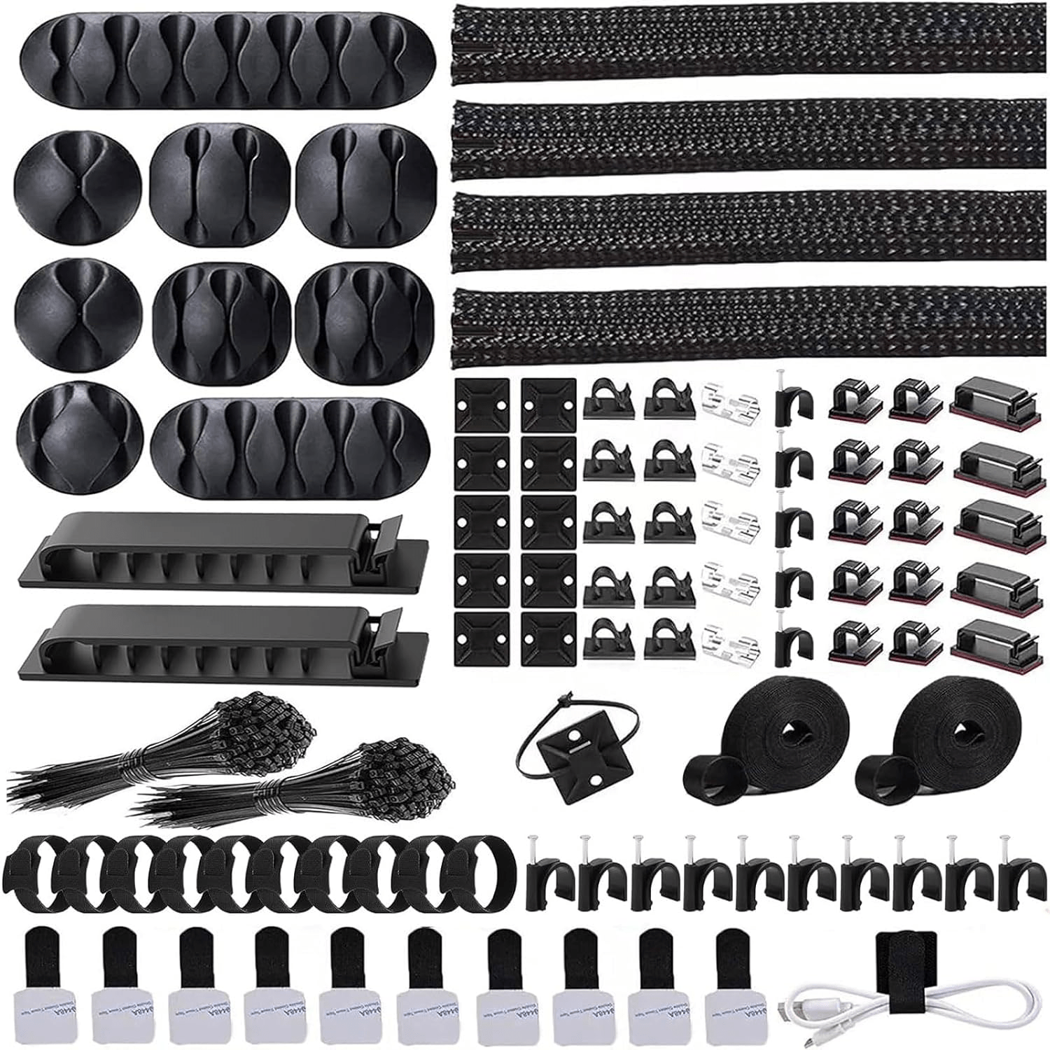 302pcs Cable Management Organizer Kit 4 Cable Sleeve Split,45cable ...