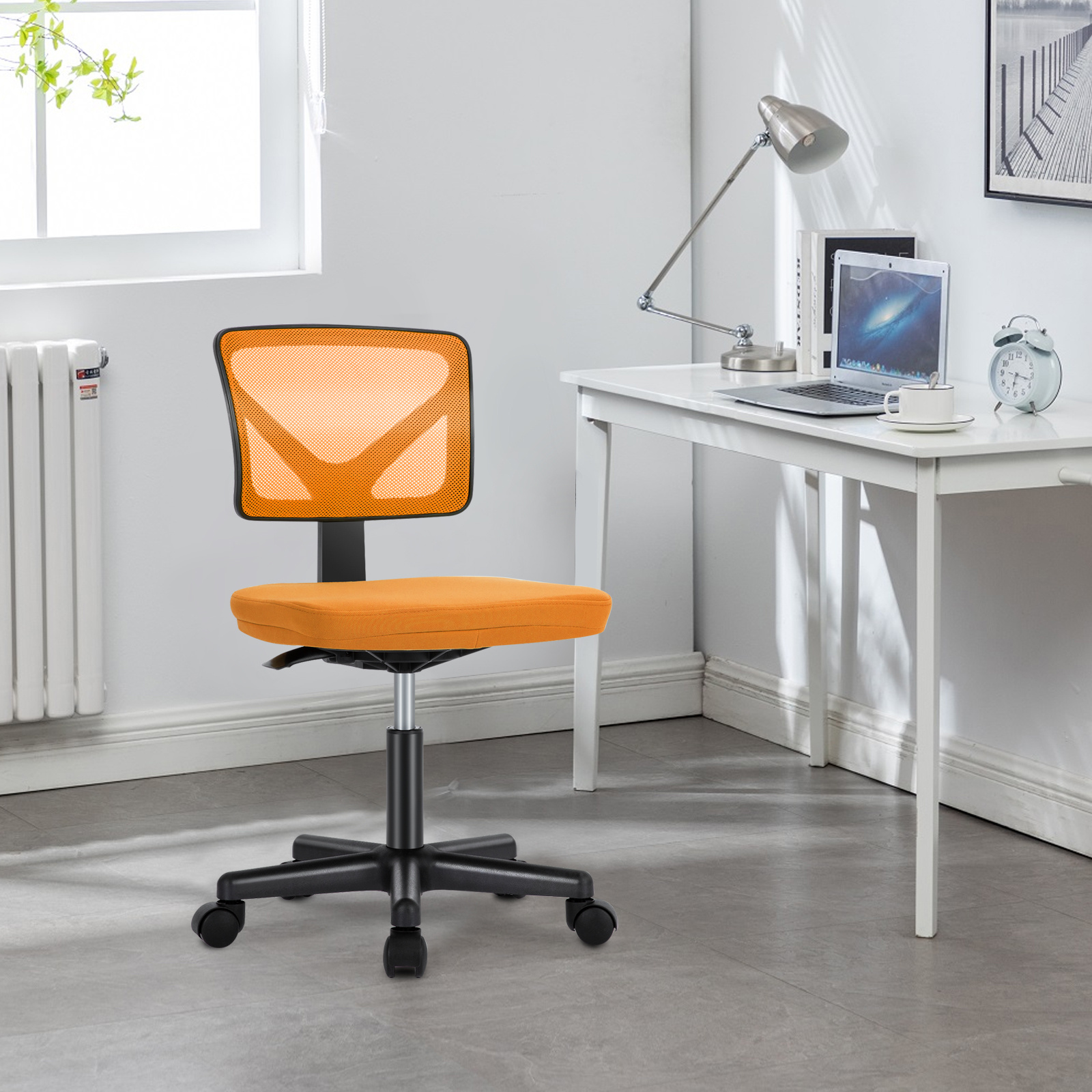 Armless Desk Chair With Wheels Ergonomic Adjustable Swivel Rolling Task ...