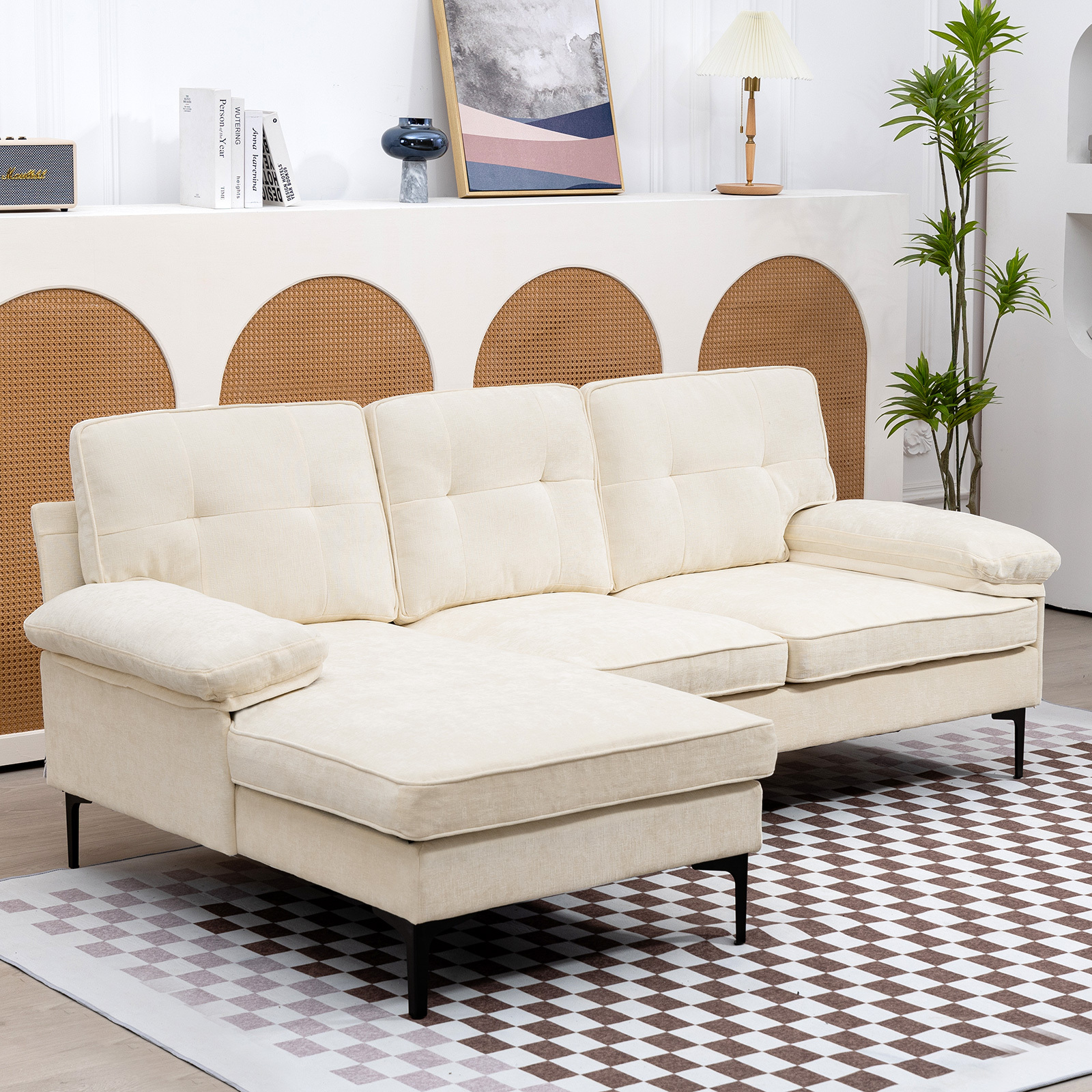 Sofá L shaped Reversible Chaise Convertible 84'' Cojines - Temu