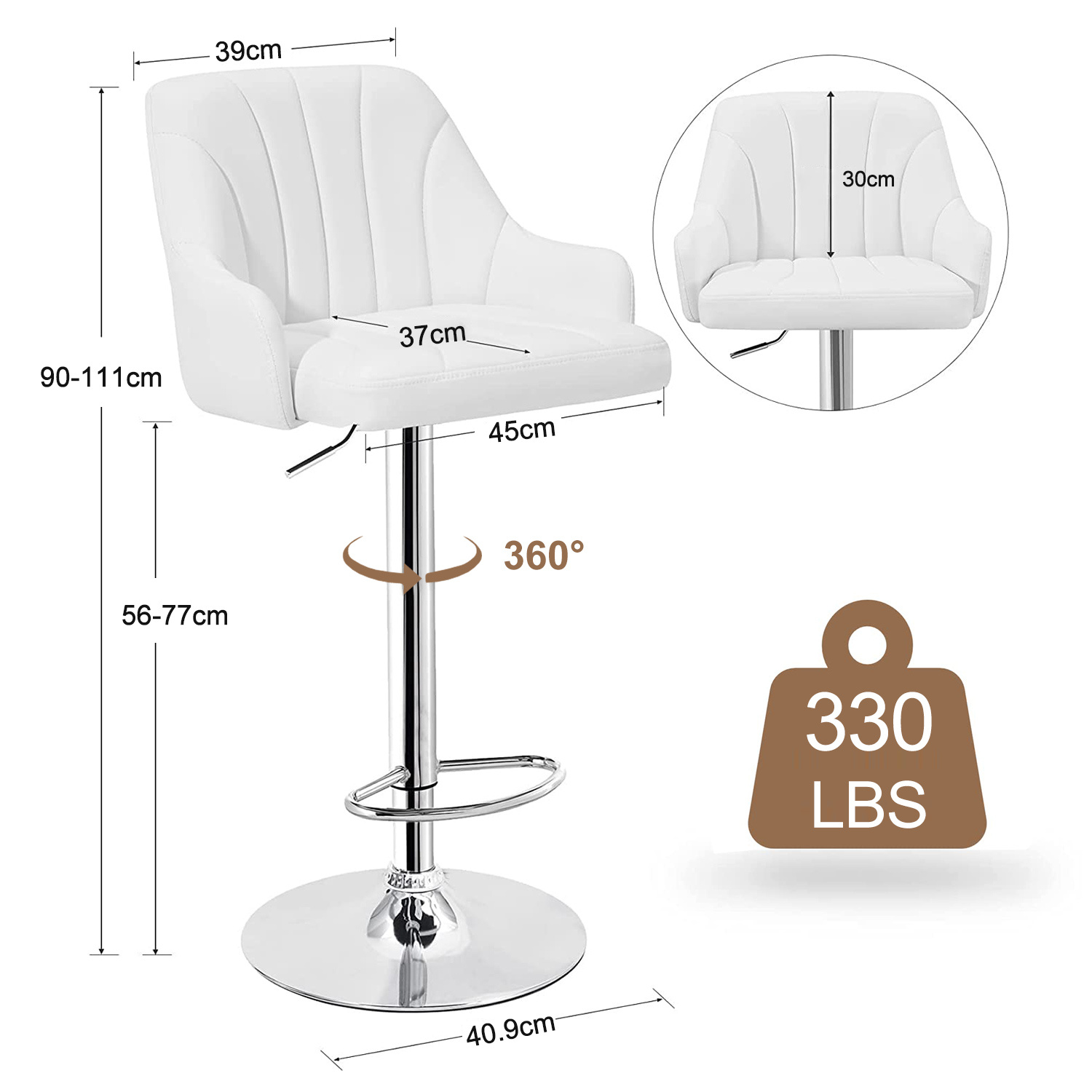 Adjustable Bar Stools Swivel Pu Leather - Temu