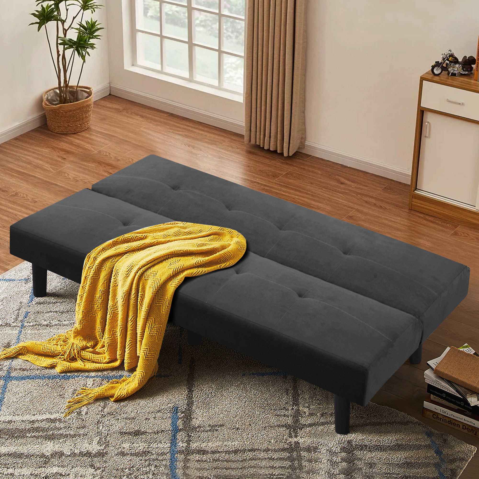 futon sofa bed convertible sleeper sofa suede folding - Temu