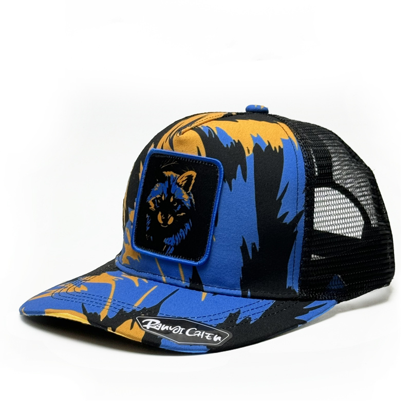 new worlds stylish and trendy camouflage animal wolf icon cap trucker ...