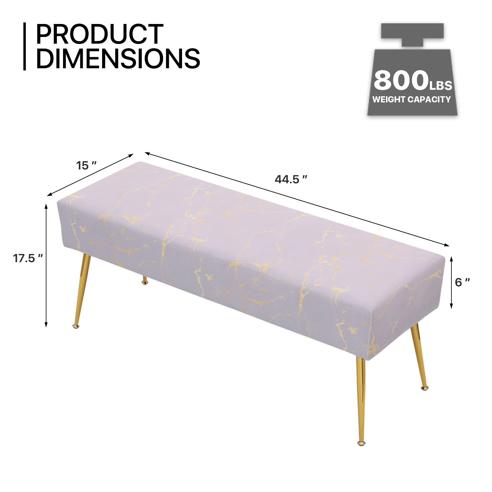 Black Velvet Ottoman Bench Gold Metal Legs Stylish - Temu