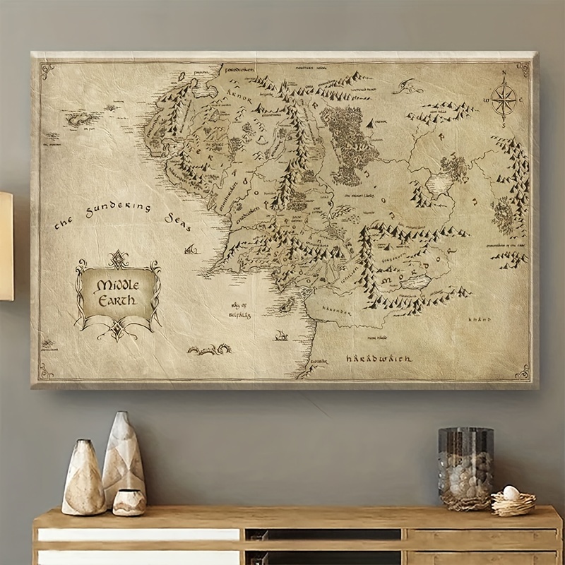Painting Medium Earth Map Canvas Poster Printed Wall - Temu