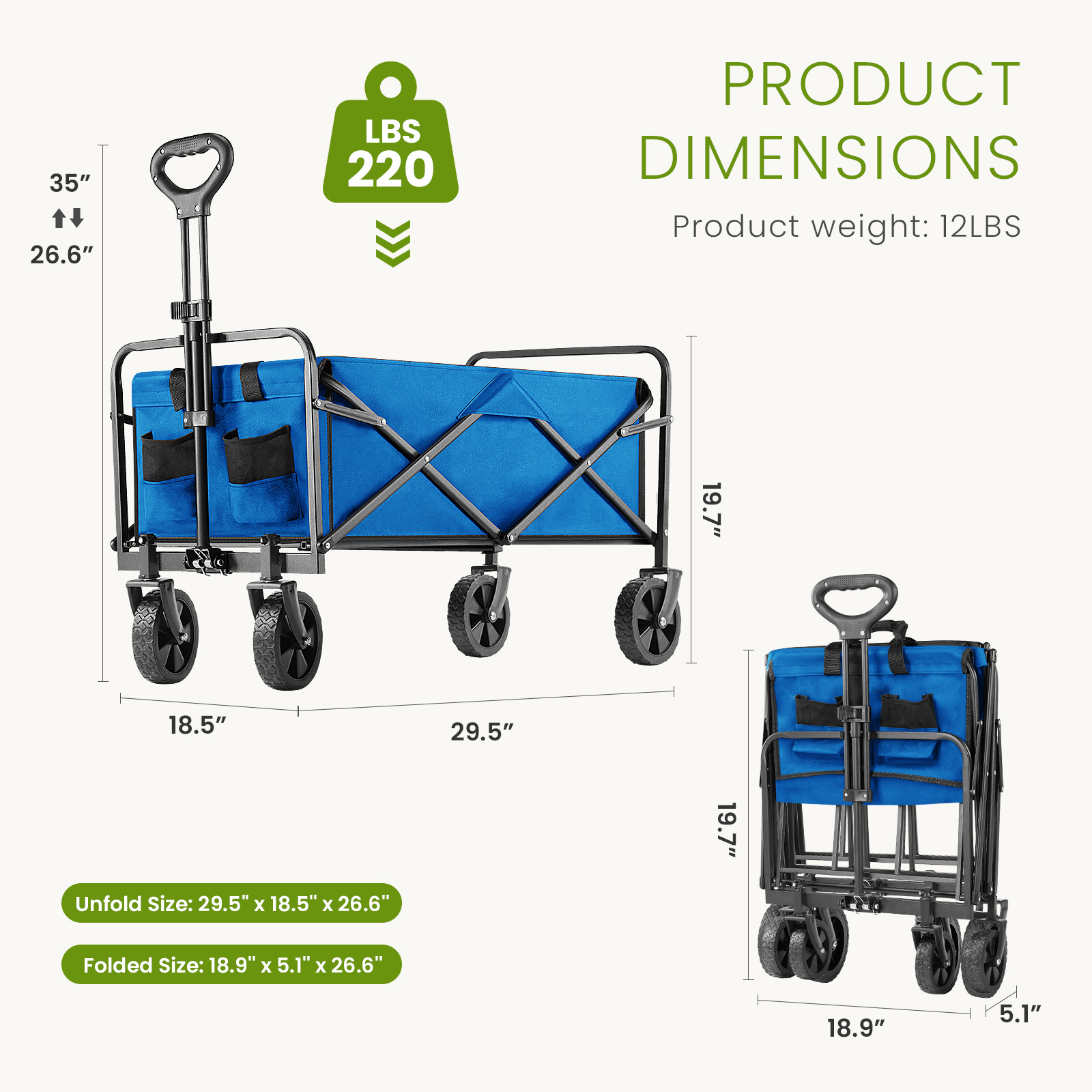 outdoor picnic cart patio cart with 4 wheels and push pull handle and ...