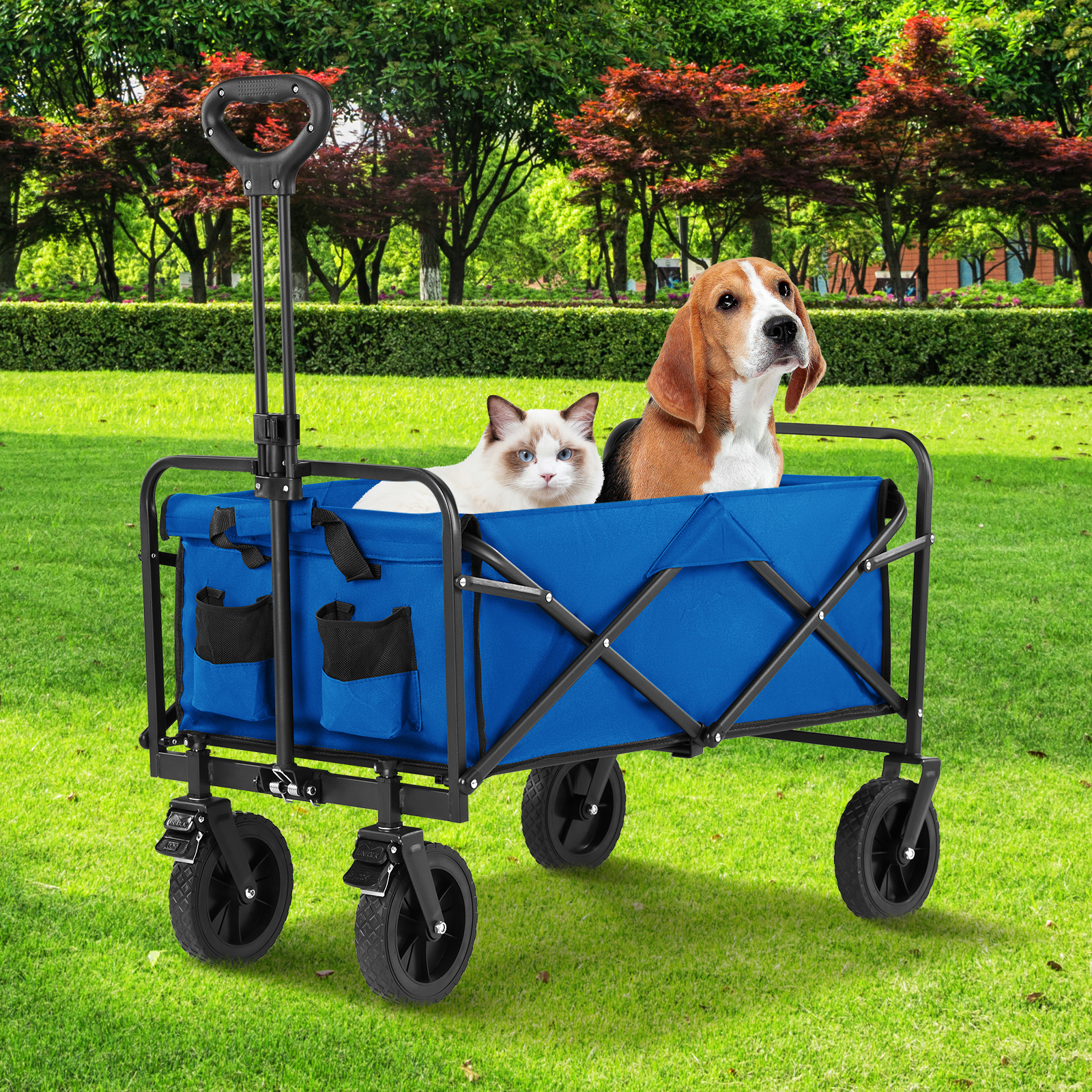 outdoor picnic cart patio cart with 4 wheels and push pull handle and ...