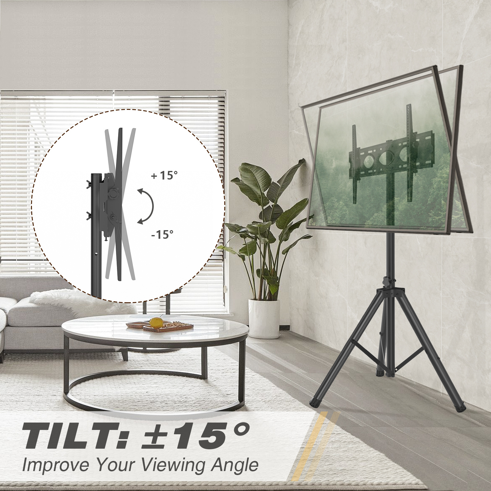 Tripod Tv Stand, Portable Tv Stand Mount For 37-80 Inch Led Lcd Oled ...