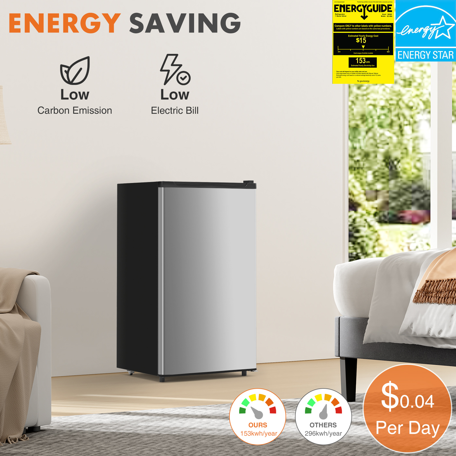 2.9 Cu.ft Mini Fridge Freezer Single Door Small Refrigerator - Temu