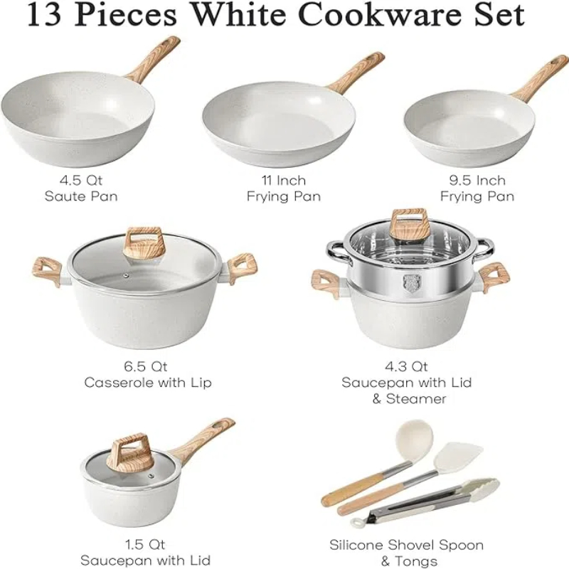 Pots Pans Non stick Coating Kitchen Cookware Set White Non - Temu