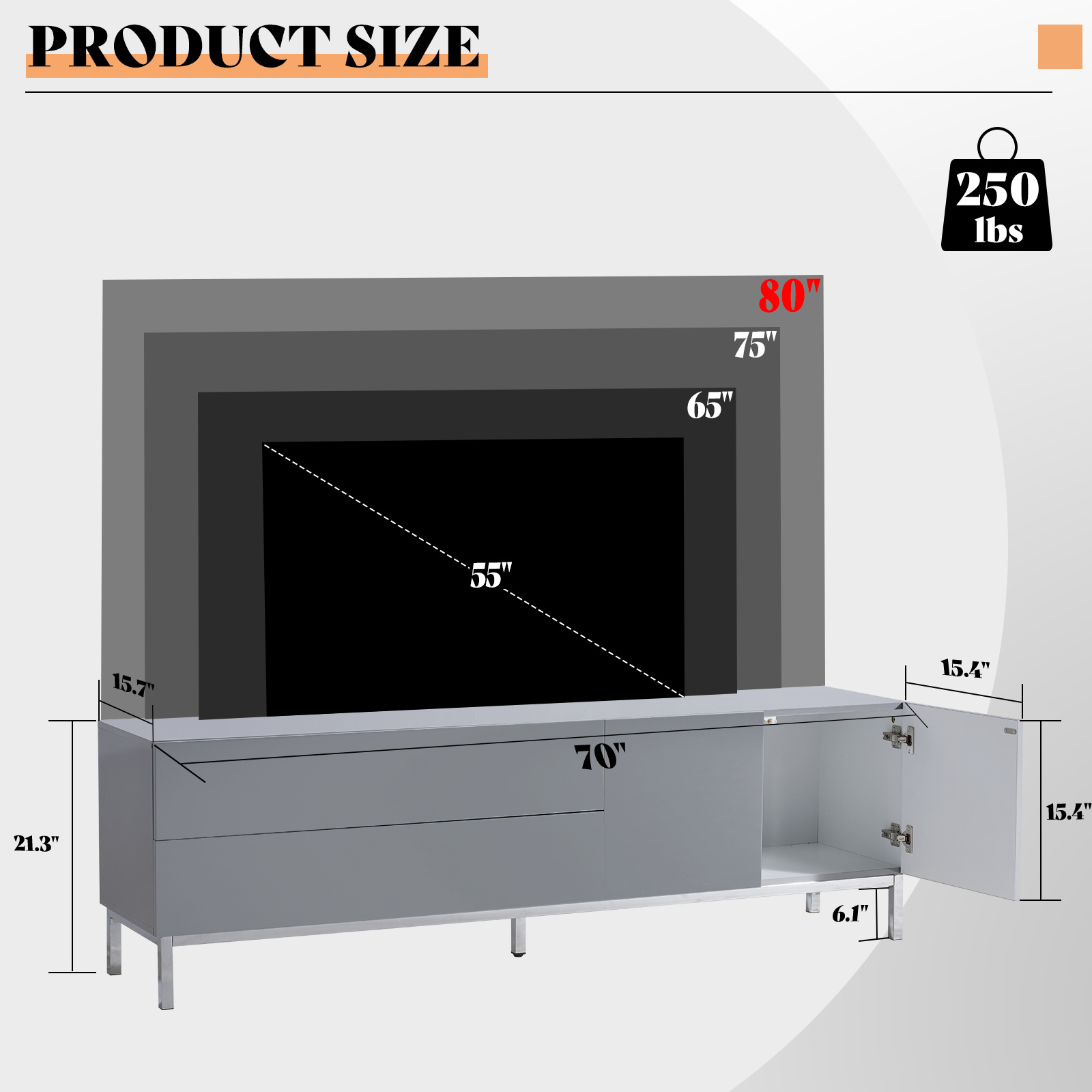 Led Tv Stand Tvs Modern High Gloss Entertainment Center - Temu
