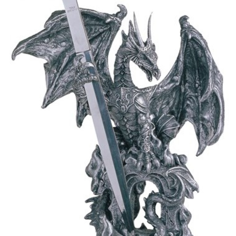 10"h Medieval Silver Sword Guardian Figurine - Temu