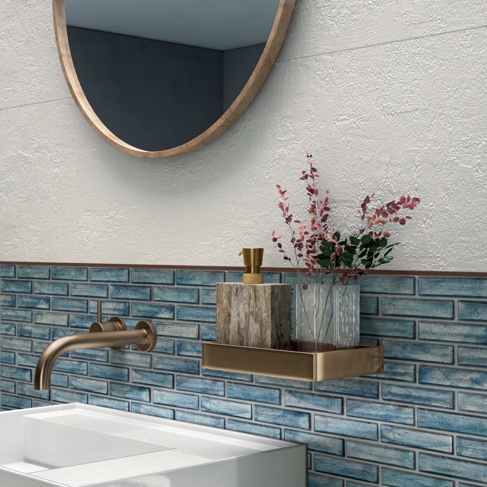 Iridescent Brick Glass Mosaic Tile / Floor Tile / Wall - Temu