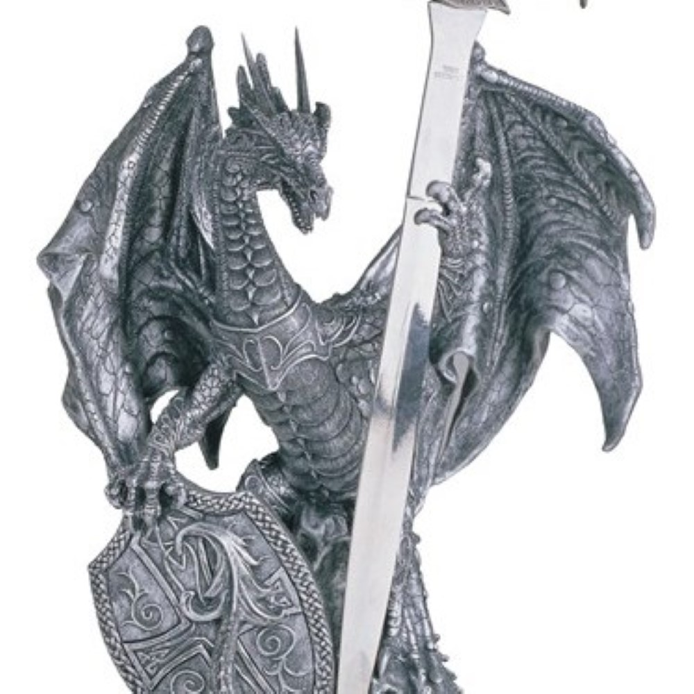 10"h Medieval Silver Sword Guardian Figurine - Temu