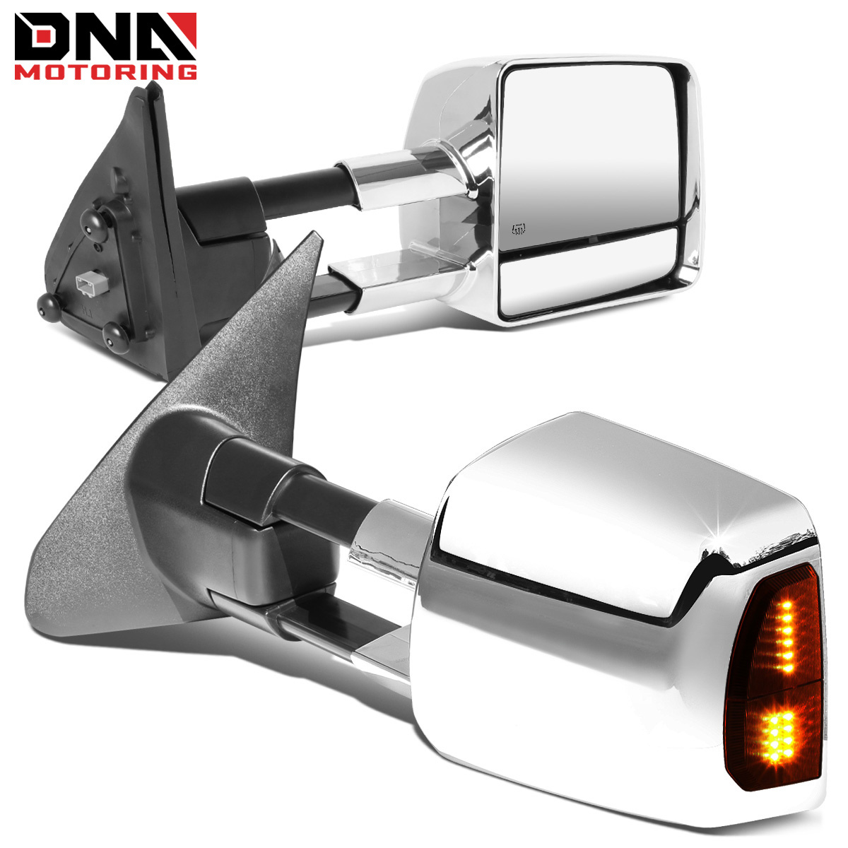 Pair Of Chrome Power Heated Glass Telescoping W/ Led Light Side Towing ...
