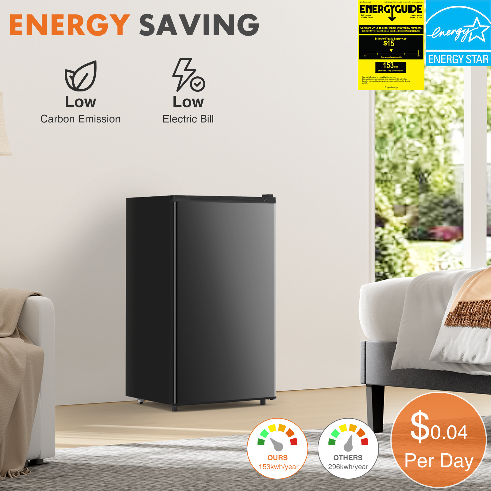 2.9 Cu.ft Mini Fridge Freezer Single Door Small Refrigerator - Temu