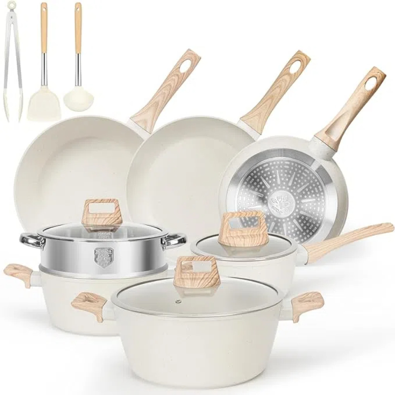 Pots Pans Non stick Coating Kitchen Cookware Set White Non - Temu