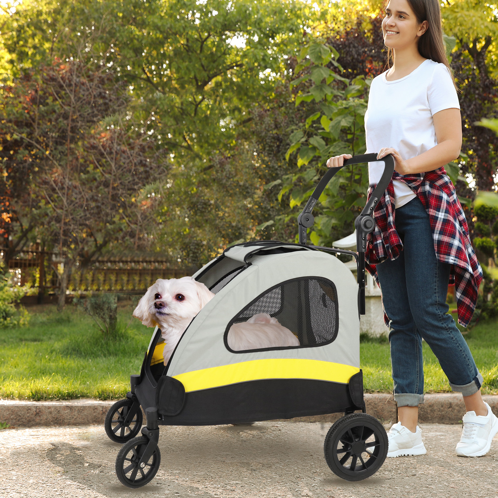 Heavy Duty Large Dog Travel Stroller extra Wide 4 Wheel Pet - Temu