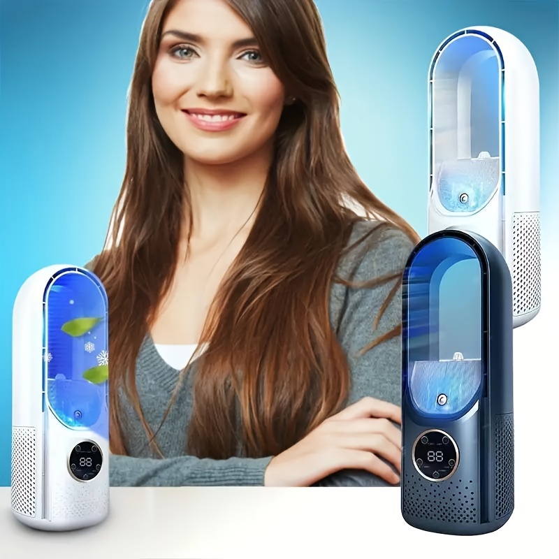 portable bladeless air conditioner fan night light 6 speed - Temu