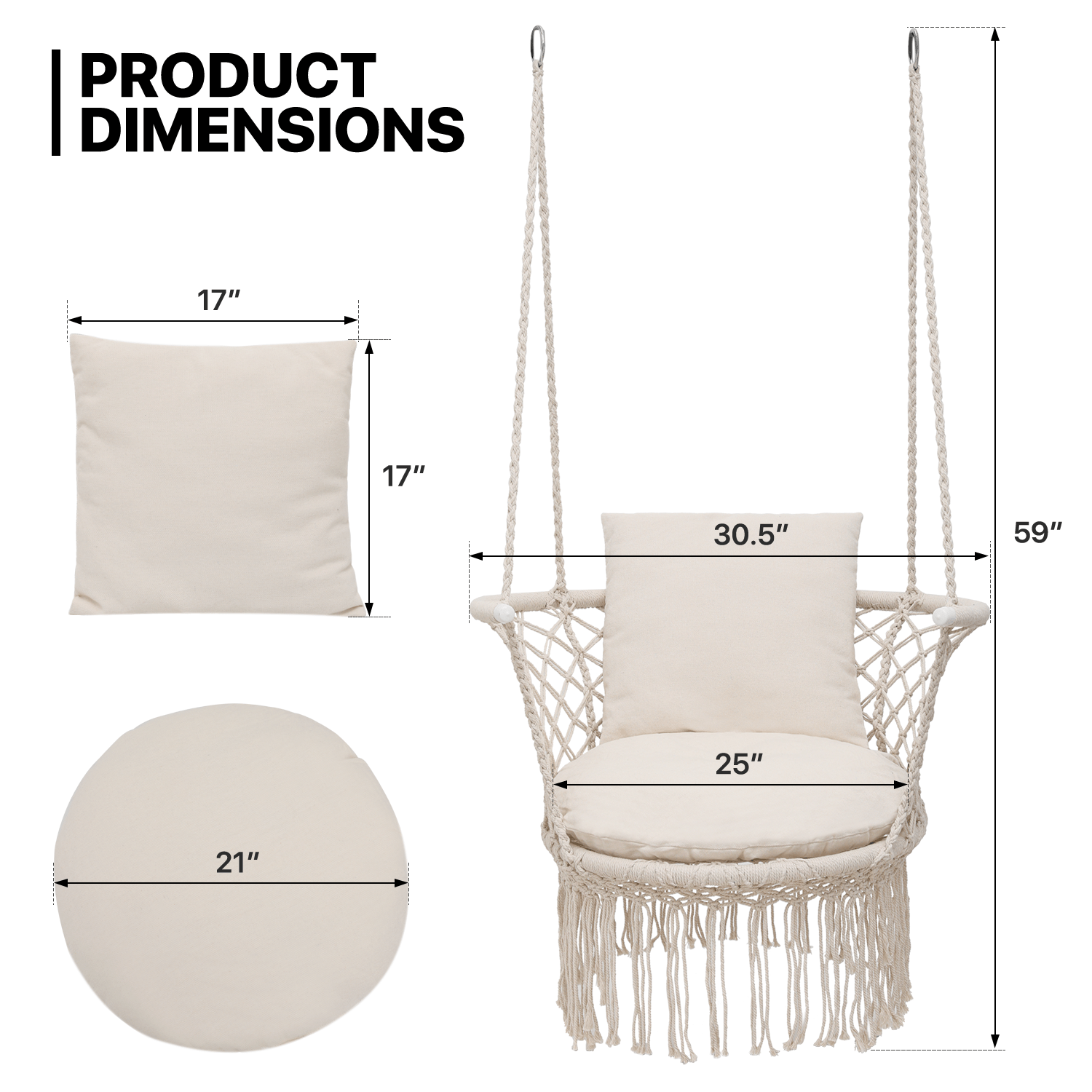 Macrame Hanging Swing Chair Cushions Boho Style - Temu