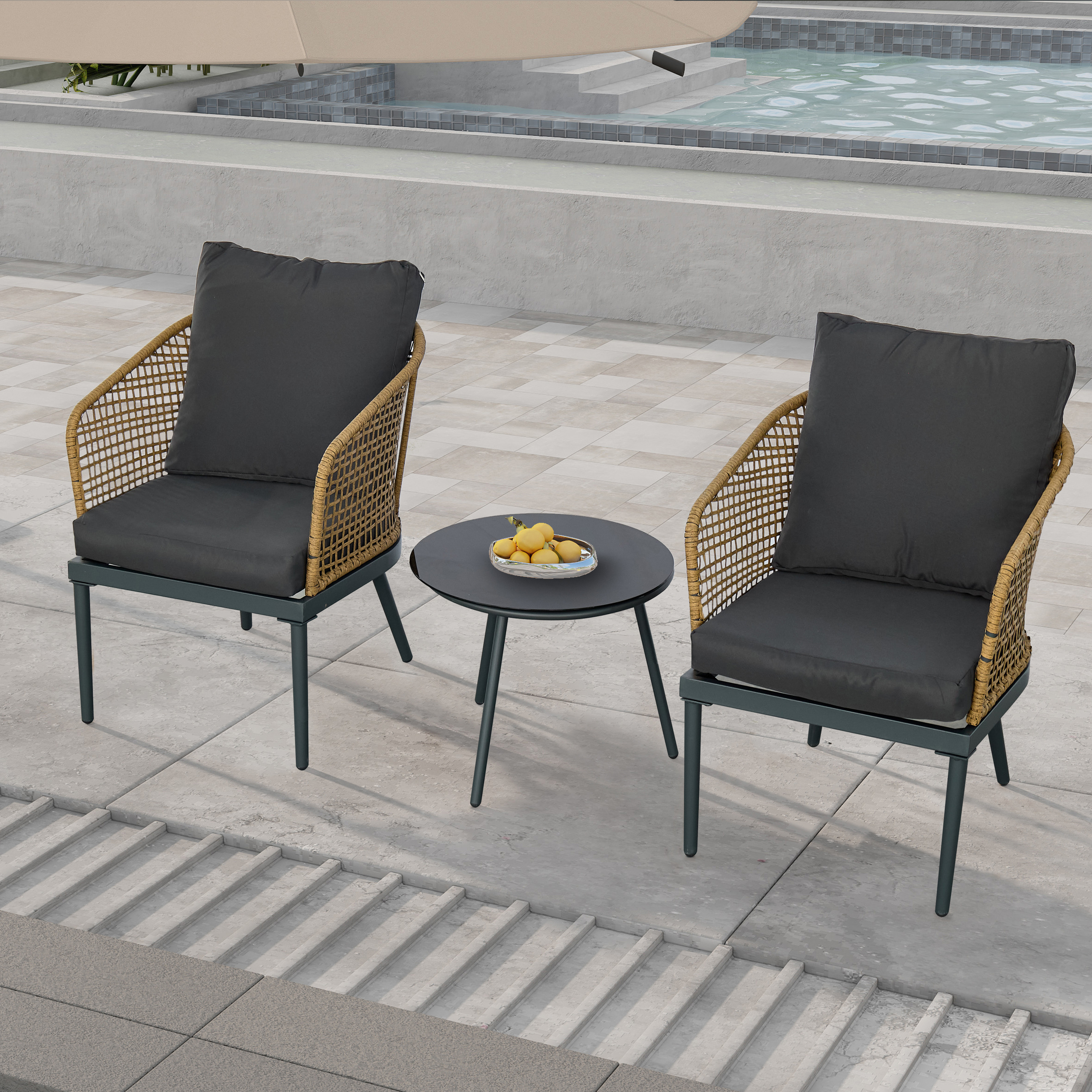 Outdoor Conversation Furniture Set Wicker Chairs Table - Temu