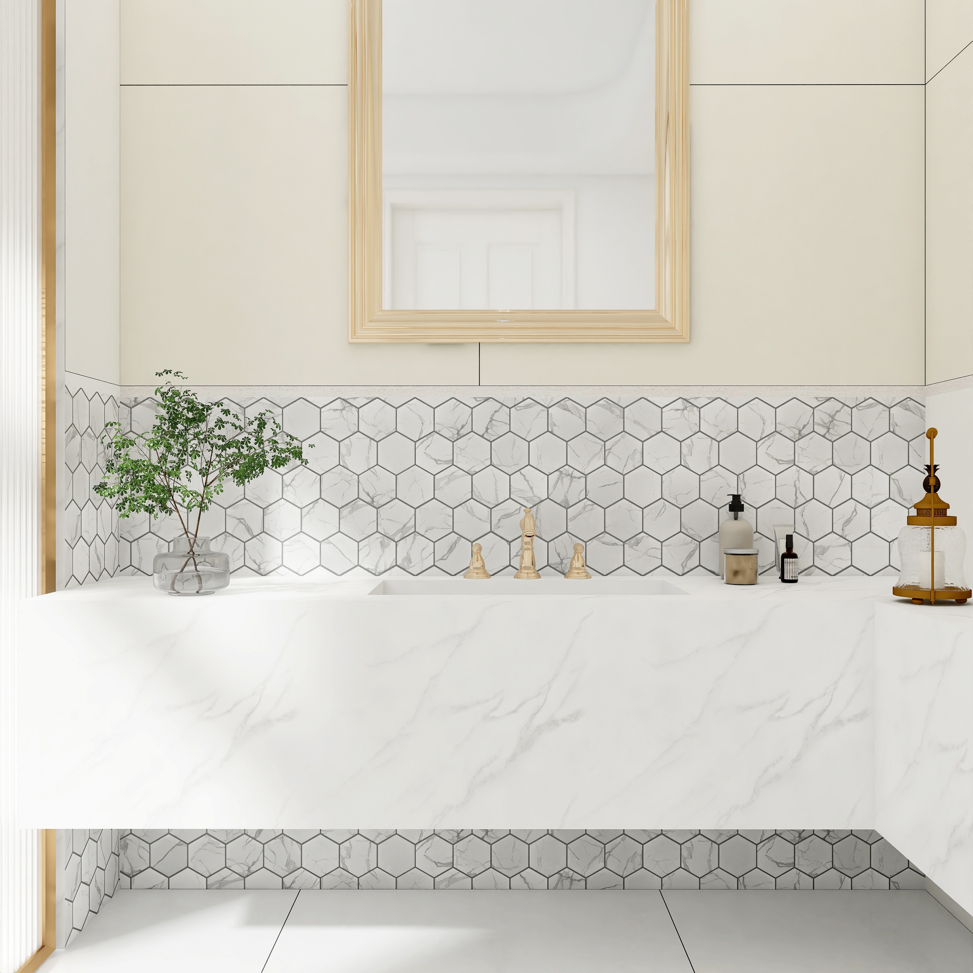 Porcelain Honeycomb Mosaic Tile / Floor Tile / Wall Tile / - Temu