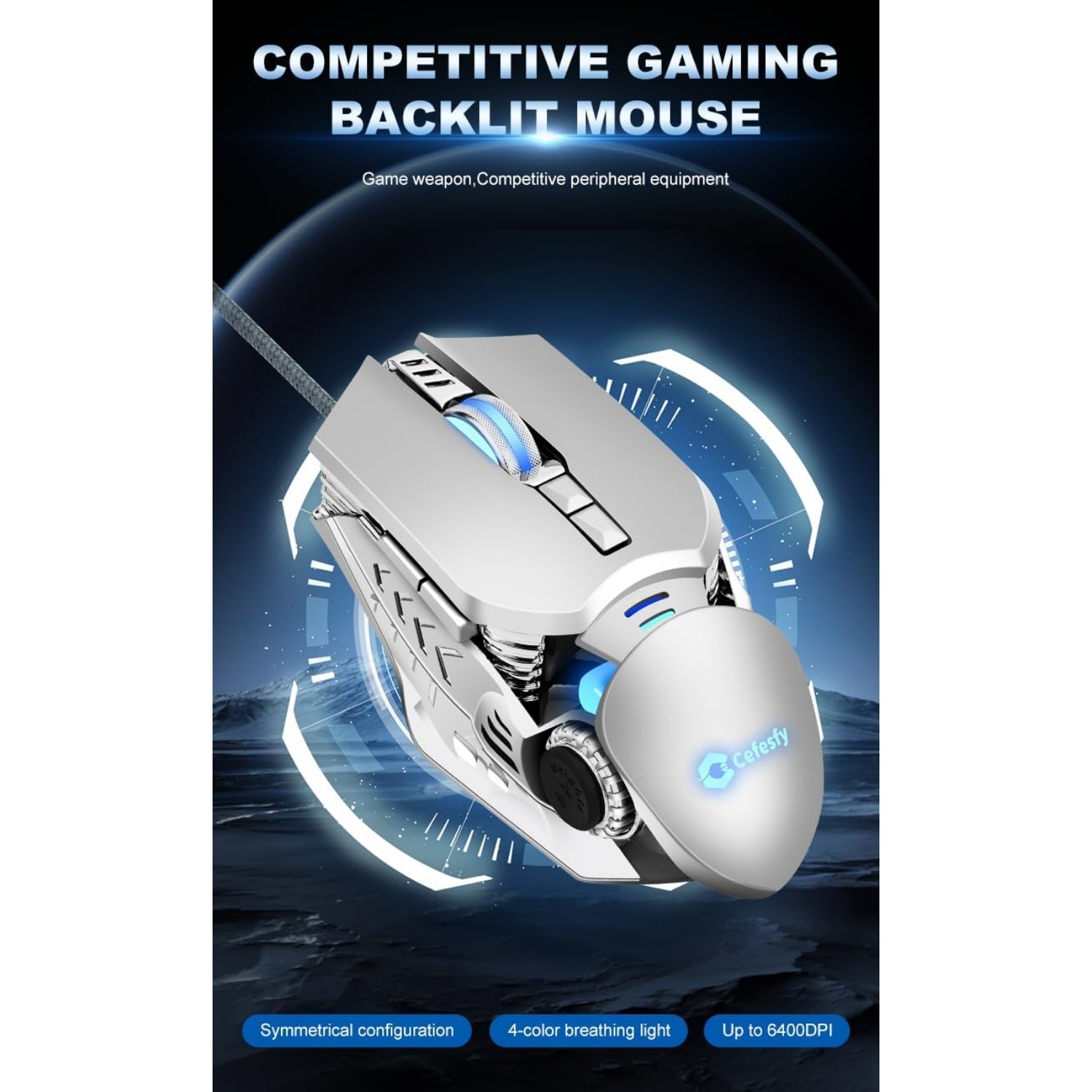 Rgb Wired Gaming Mouse - 6400 Dpi Optical Ergonomic Gamer Mouse With ...