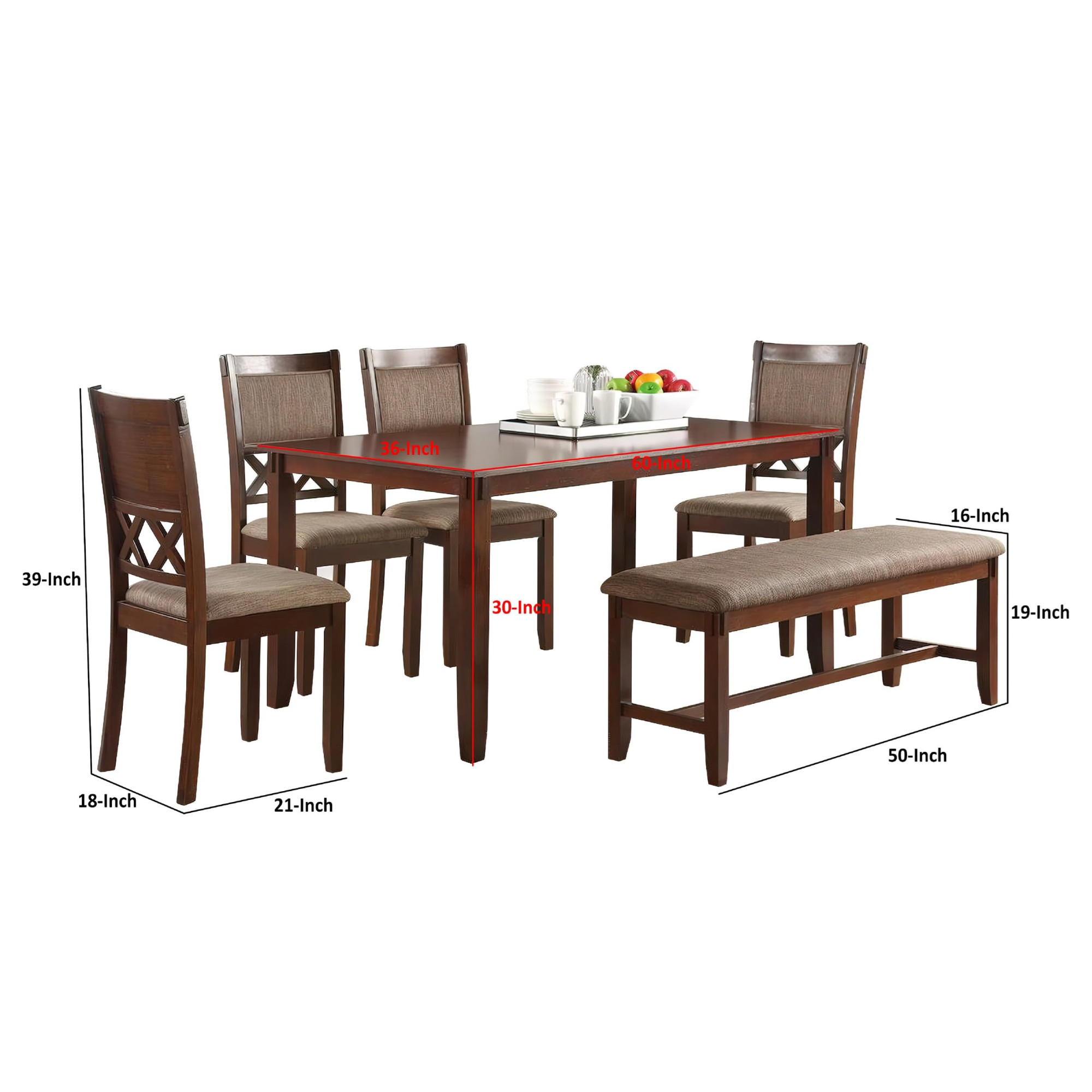 Dining Set Table 4 Chairs Bench Foam Fill espresso Color - Temu