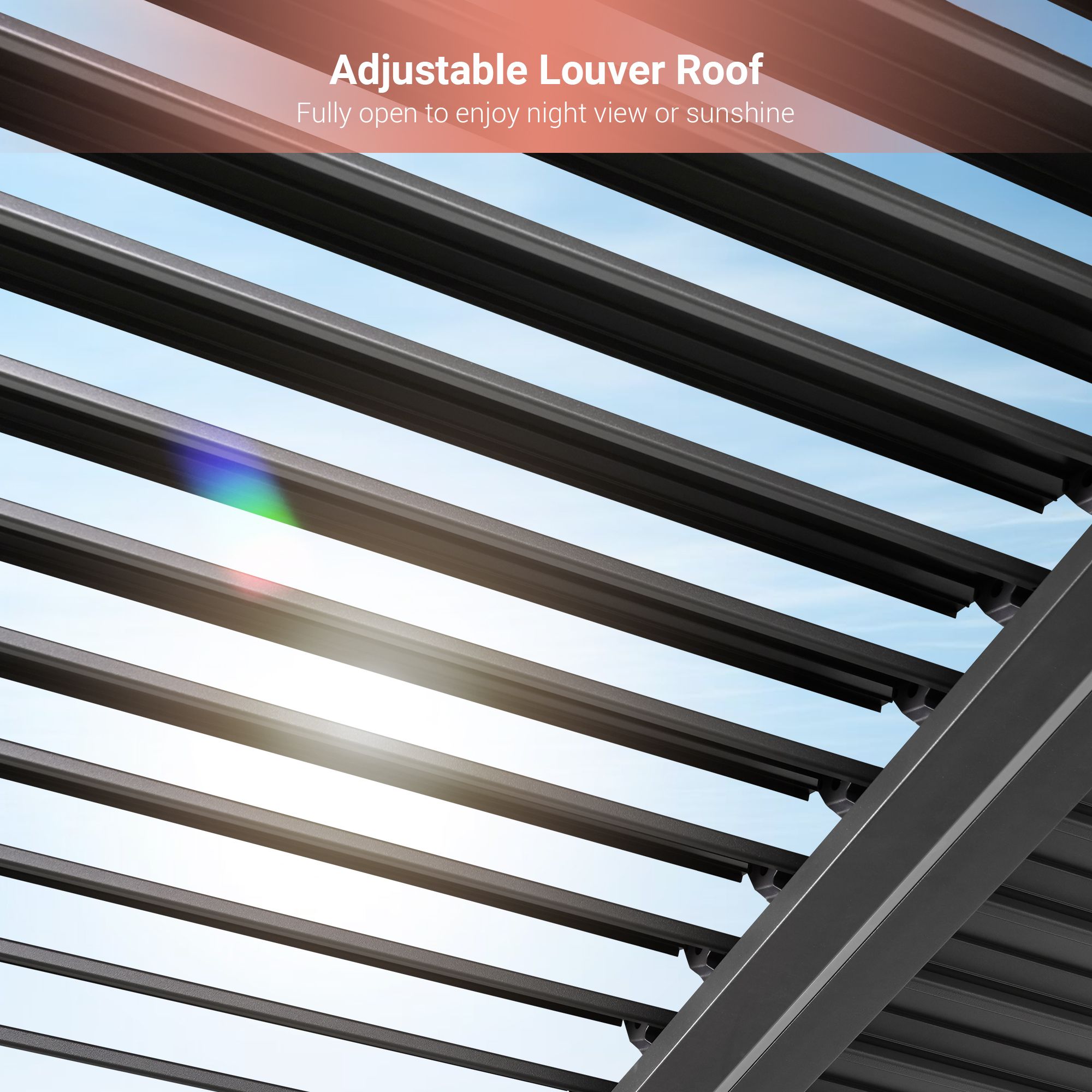 10ft W X 10ft D Aluminum Outdoor Patio Pergola Louvered Canopy ...