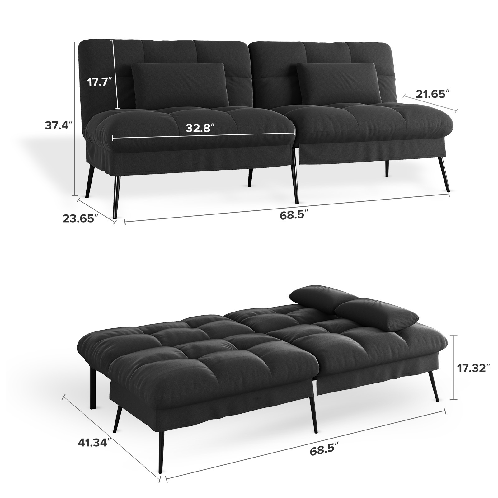 convertible adjustable sofa bed fabric futon sofa - Temu