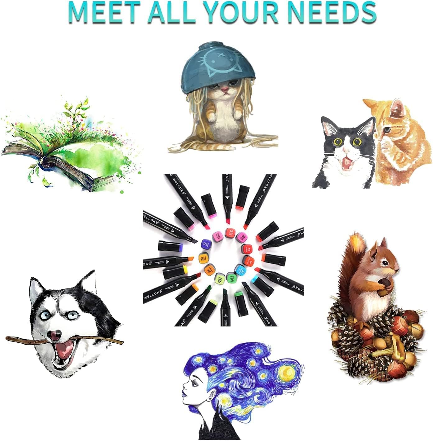 80 Mixed Colors Alcohol Markers Set Dual Brush Tip Permanent Art ...