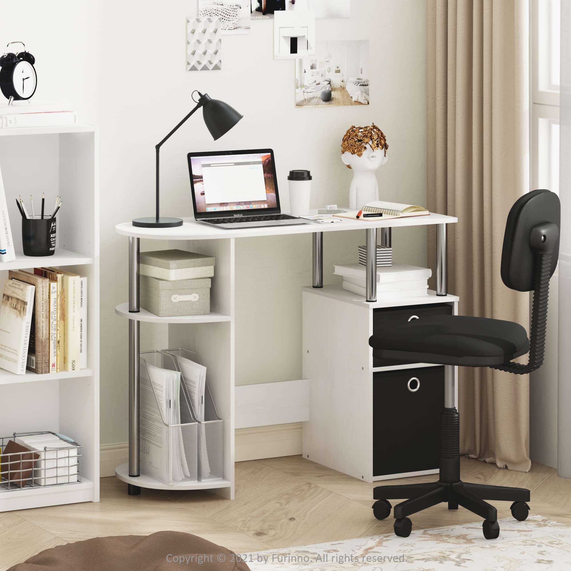 Simplistic Computer Study Desk Features Side Storage Shelf - Temu