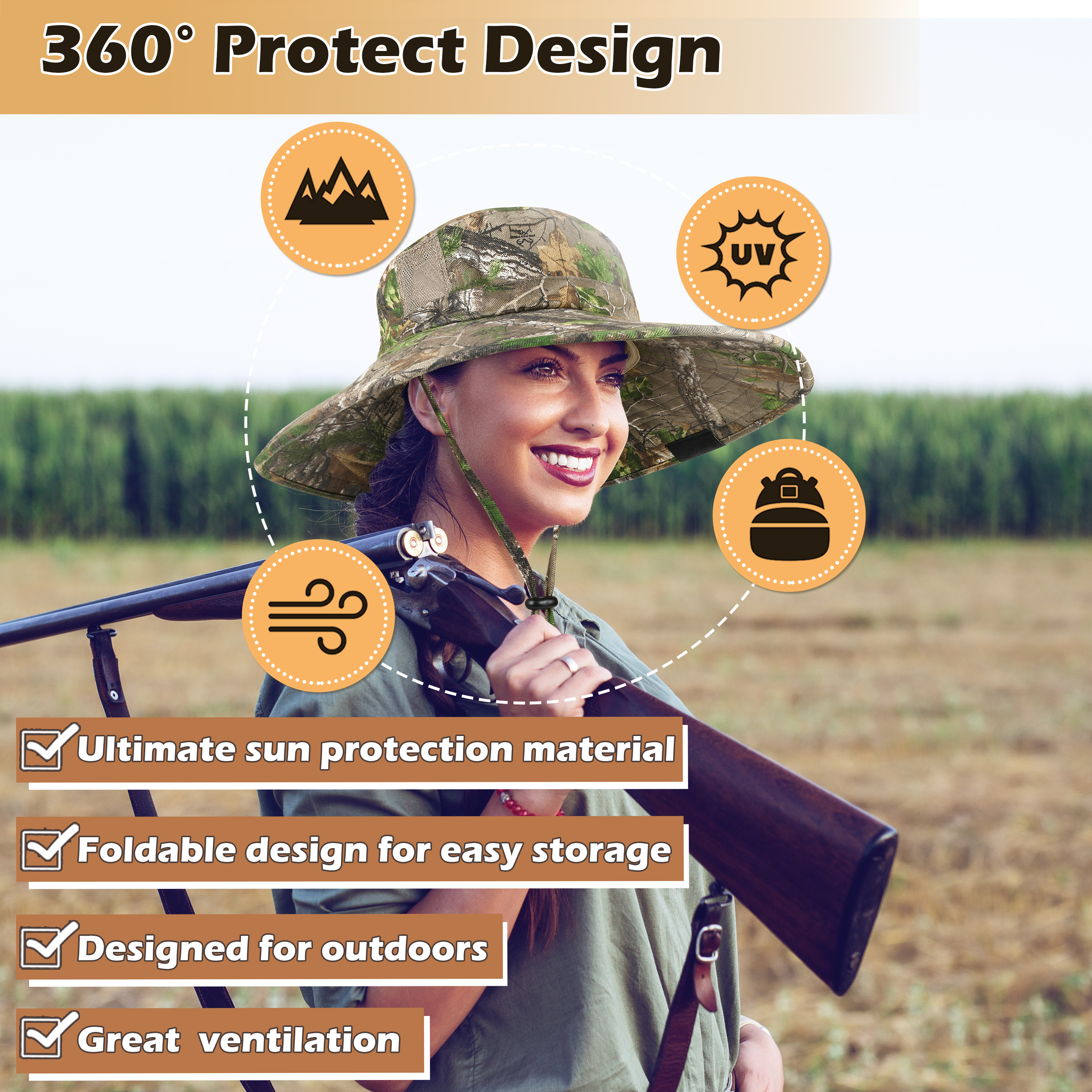 Camo Hat Men Women Wide Brim Camouflage Upf50 Sun Protection - Temu