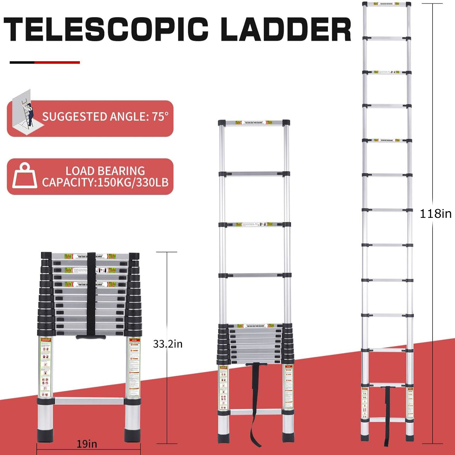 Aluminum Telescopic Ladder Non slip Feet Portable - Temu