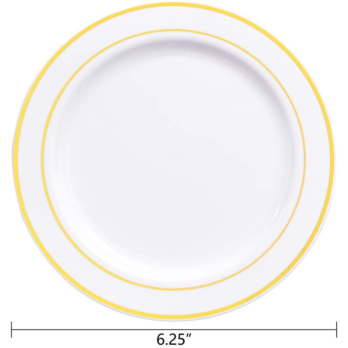 Gold Plastic Plate Dinner Plate White Gold Border Party - Temu