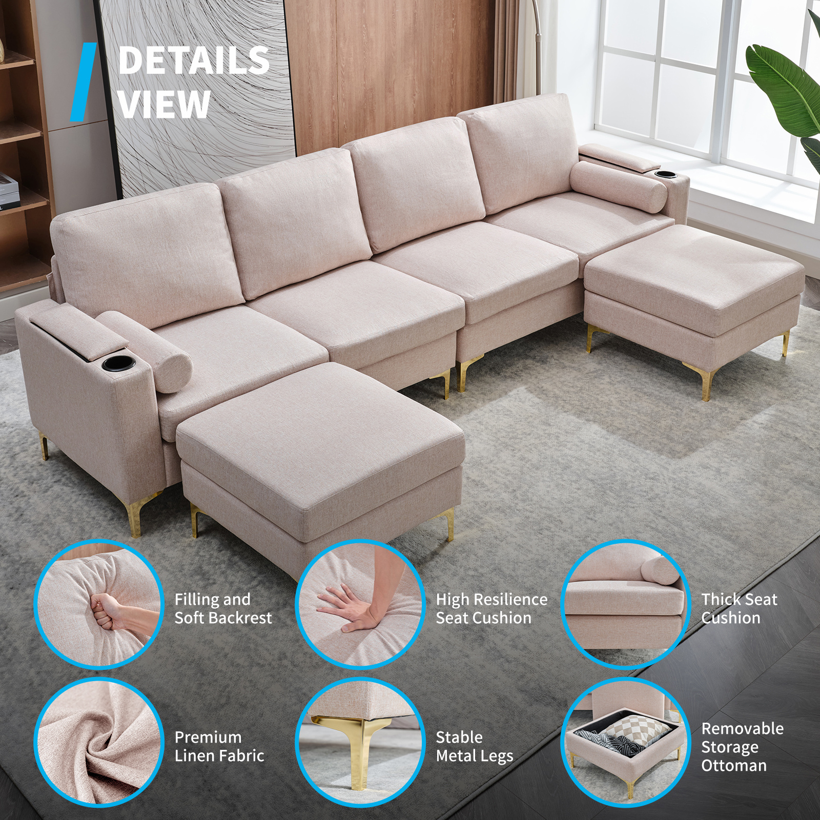 Modular Sectional Sofa Couch Set Convertible U shaped Sofa - Temu